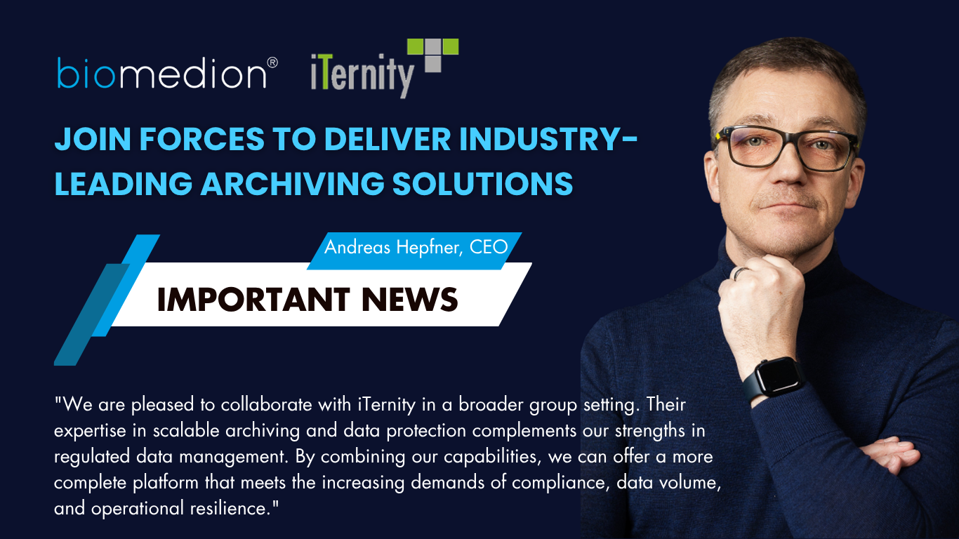 Biomedion And iTernity Join Forces To Deliver Industry-Leading Archiving Solutions